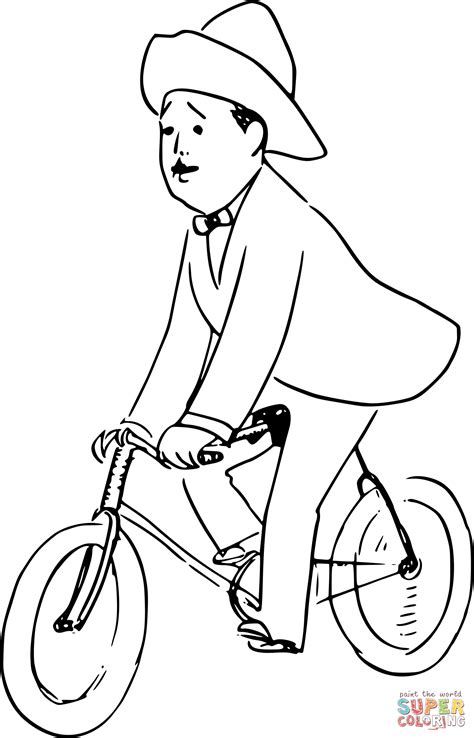 Vintage Man Op Een Fiets Kleurplaat Gratis Kleurplaten Printen
