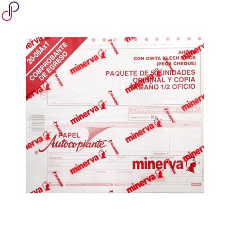 Minerva 20 06AX1 Comprobante De Egreso Cheque Autocopiante