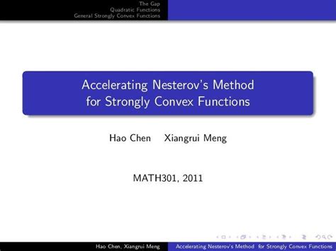 pdf accelerating nesterov s method for strongly convex functions · nesterov s method h 1 l
