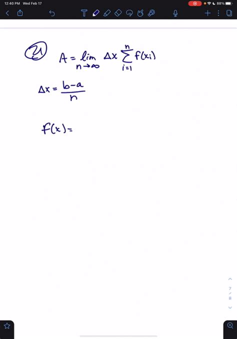 solved use definition 2 to find an expression for the area under the graph of f as a limit do