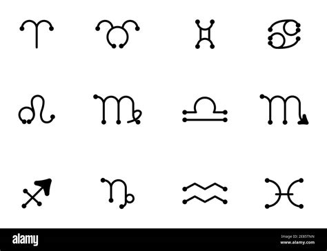 Vector Set Of Astrological Signs Of The Zodiac Mystical Symbols Stock