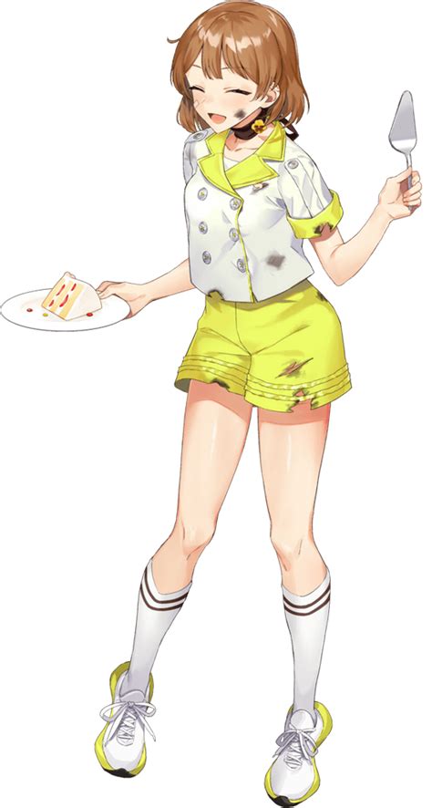 The Big Imageboard Tbib 1girl Alternate Costume Blush Brown Eyes Buttons Cake Closed Eyes