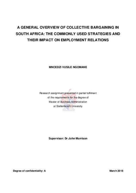 doc a general overview of collective bargaining in south africa the commonly used strategies