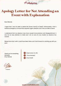 Perfect Apology Letter For Not Attending An Event 7 Samples Markative