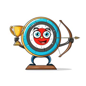 Mascote Dos Desenhos Animados Do Alvo De Tiro Arco Segurando Um