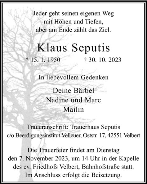 Traueranzeigen Von Klaus Seputis Trauer In NRW De