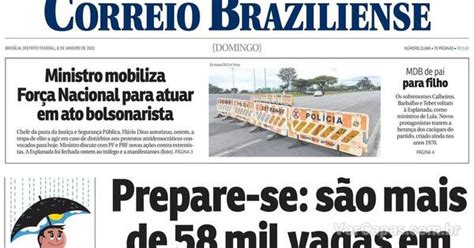 Capa Correio Braziliense Edição Domingo 8 de Janeiro de 2023