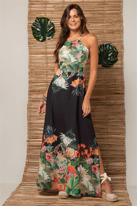 HIPNOX COLEÇÃO JARDINS PRIMAVERA VERÃO 2019 VESTIDO LONGO BARRADO
