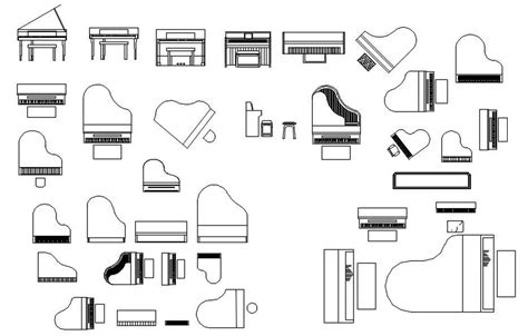 Different Designs Of Piano Cad Blocks In Autocad D Drawing Cad File
