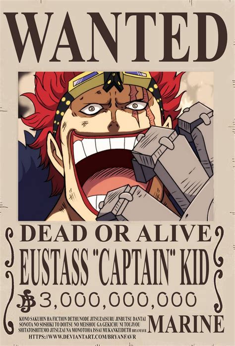 One Piece Eustass Captain Kid Poster Wanted Poster Poster For Sale