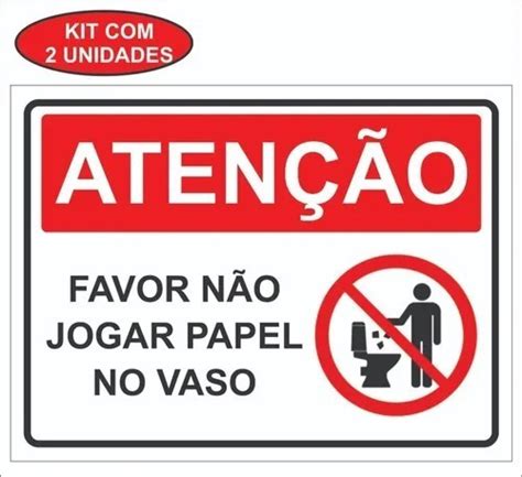 Kit2 Placa Sinalização Não Jogar Papel No Vaso Pvc Parcelamento sem juros