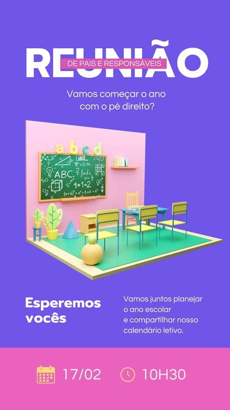 Modelos de Design o tema Reunião de Pais Canva