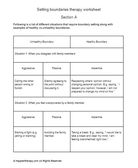 Setting Boundaries Therapy Worksheet HappierTHERAPY Worksheets Library
