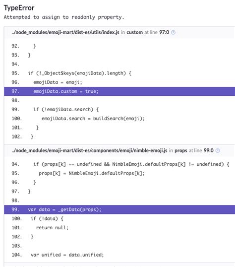 attempted to assign to readonly property · issue 200 · missive emoji mart · github