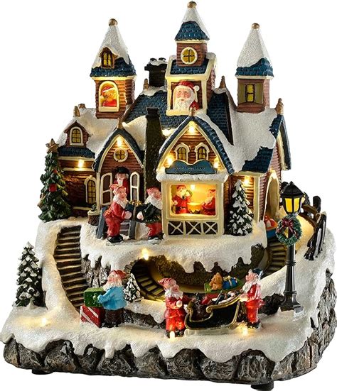 WeRChristmas Pre Lit LED Musical Animated Christmas Santa House Scene