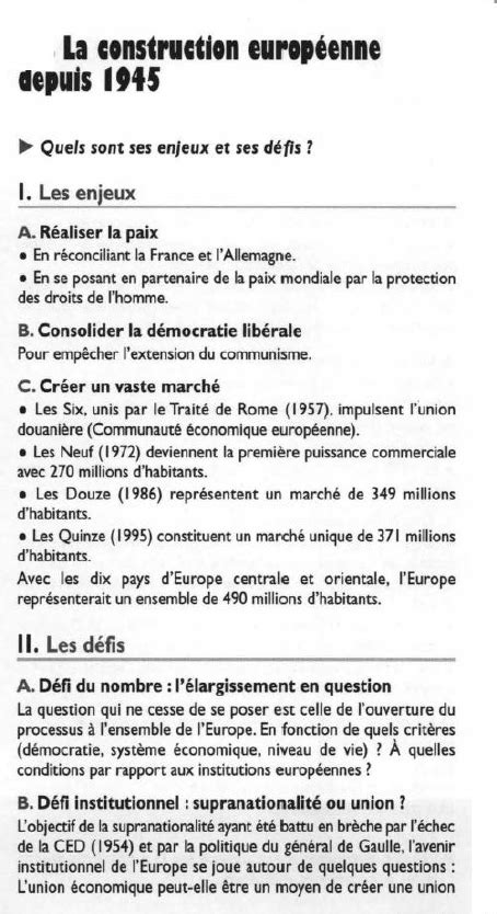 La Construction Europ Enne Depuis