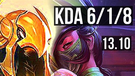 AZIR Vs AKALI MID 6 1 8 1300 Games 1 7M Mastery Dominating KR