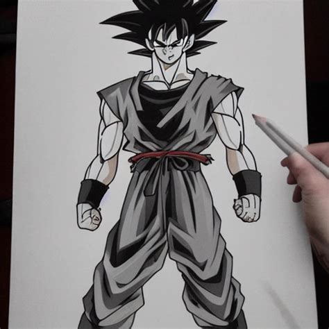 Pencil Sketch Goku Ultra Instinct And A Sign At The Bottom Sai