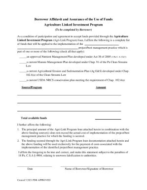Fillable Online Borrower Affidavit And Assurance Of The Use Of Funds