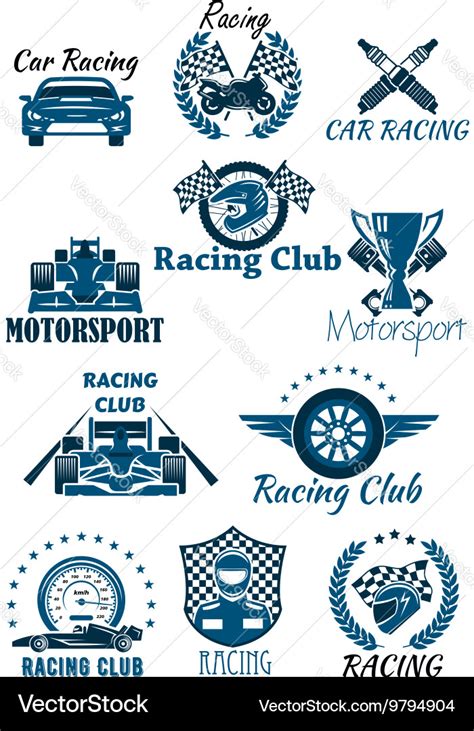 Isolated Icons For Racing And Motorsports Vector Image