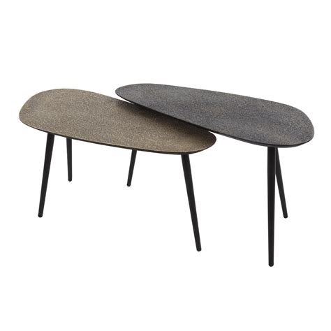 Salontafel Set Van Niervormig Metallic Zwart En Goud Gratis Bezorg