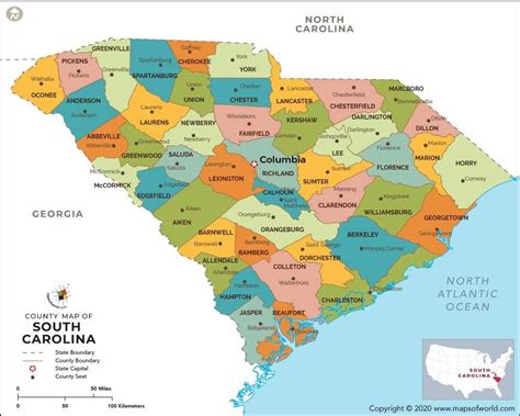 South Carolina County Map Laminated 36 W X 28 78 H Amazon Ca