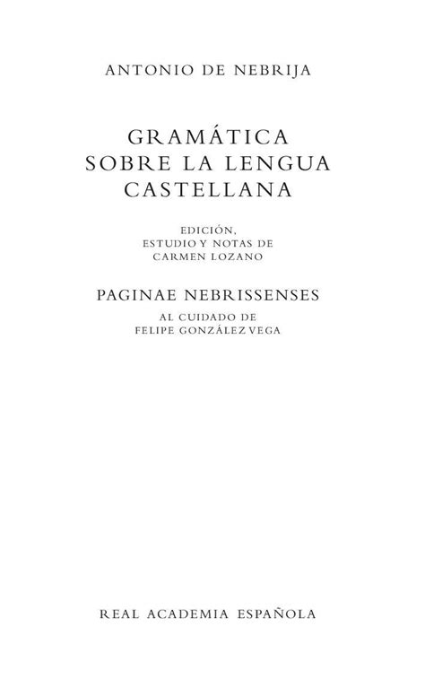 PDF GRAMÁTICA SOBRE LA LENGUA CASTELLANA rae es PDF fileix La