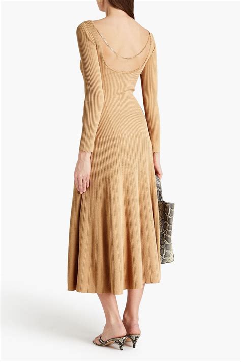 Sandro Imane Chain Embellished Ribbed Knit Midi Dress The Outnet
