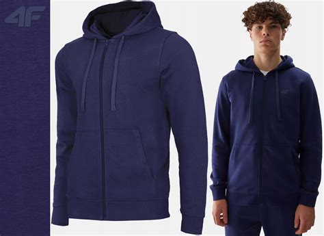 Bluza Męska 4F Dresowa Sportowa M0951 z Kapturem Rozpinana Na co dzień