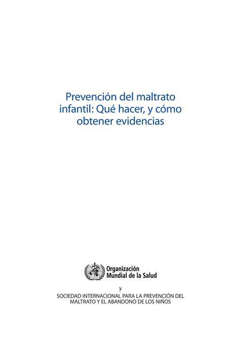 SOLUTION Gu A Oms Para La Prevenci N Del Maltrato Infantil 1 Studypool
