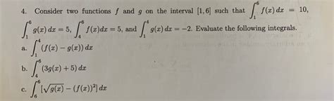 solved consider two functions f and g on the interval [1 6]