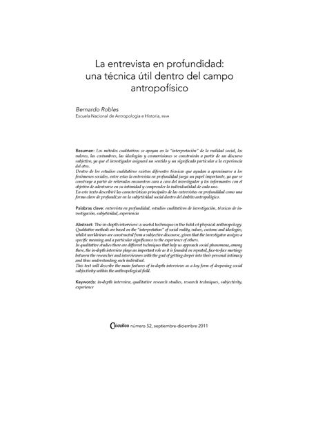 La Entrevista En Profundidad La Entrevista En Profundidad Una