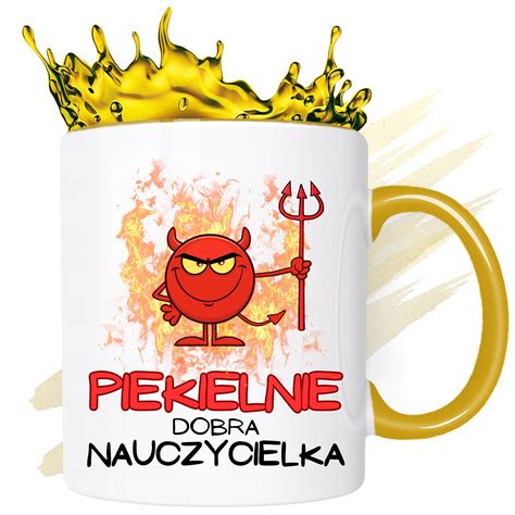 KUBEK ŻÓŁTY DLA NAUCZYCIELKI NAUCZYCIELA WYCHOWAWCZYNI OKAZJI DNIA
