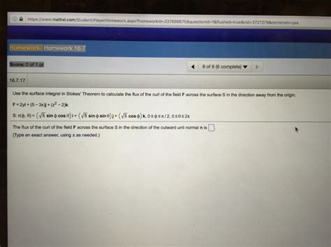 solved use the surface integral in stokes theorem to