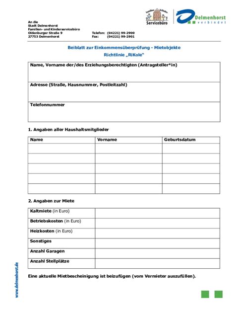 Ausfüllbar Online Datenschutz Kita Portal Stadt Delmenhorst Fax Email