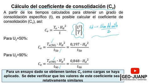 El coeficiente de consolidación Cv Curso Virtual Geotecnia YouTube