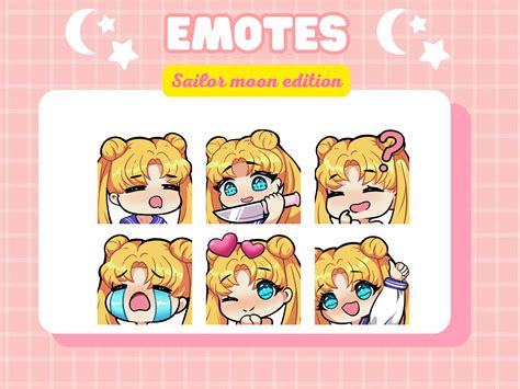 6 Sailor Moon Emotes Usagi Emotes Anime Emotes Kawaii Etsy