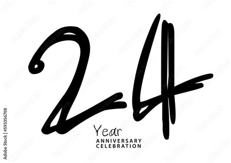 24 Year Anniversary Celebration Black Color Logotype Vector 24 Number