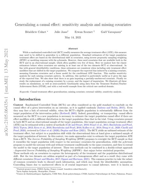 generalizing a causal effect sensitivity analysis and missing covariates deepai