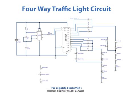 Simple Four Way Traffic Light Circuit