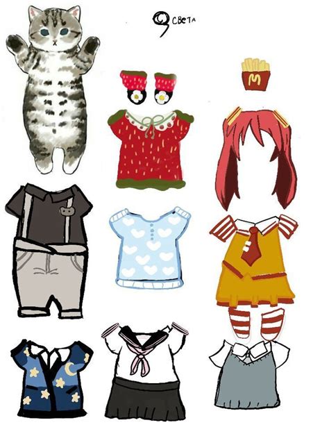 An Image Of Paper Doll Clothes With Cats On Them