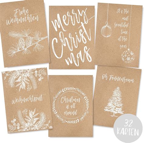 Bigdaygraphix Weihnachtskarten Set GOLD Postkarten 10 Motive