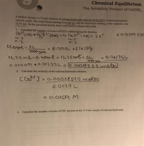 solved 3 calculate the number of moles of oh present in the