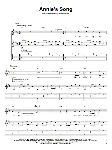 Annie S Song By John Denver Guitar Tab Play Along Guitar Instructor