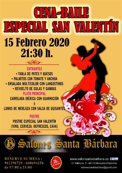 Cena Baile 15 de Febrero San Valentín Salón Santa Bárbara