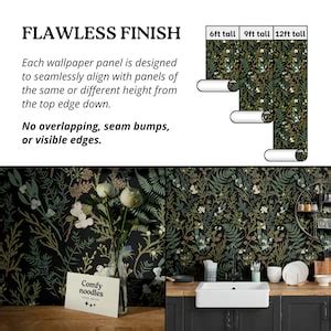 Moody Botanical Wallpaper Black Forest Plants Bedroom Bathroom