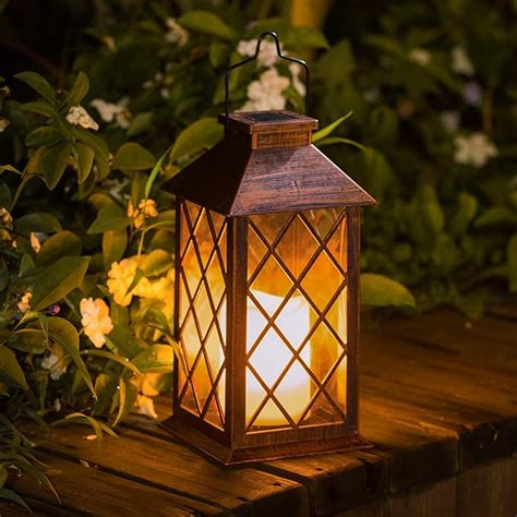 Takemeuro Solar Lantern Garden Hanging Lantern Outdoor LED Flickering