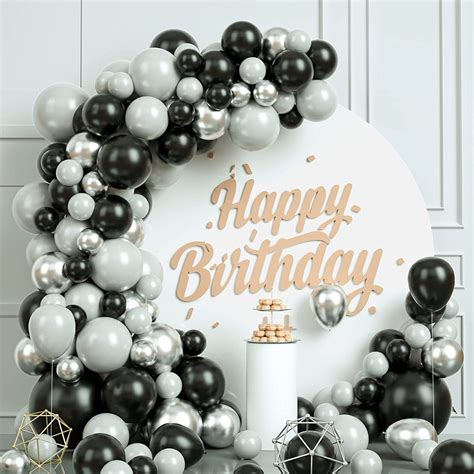 DIY Black Silver Grey Balloon Garland Kit Giant Black Etsy UK