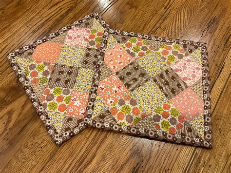 Set Of Homemade Quilted Pot Holders These Adorable Hot Pads Are Made