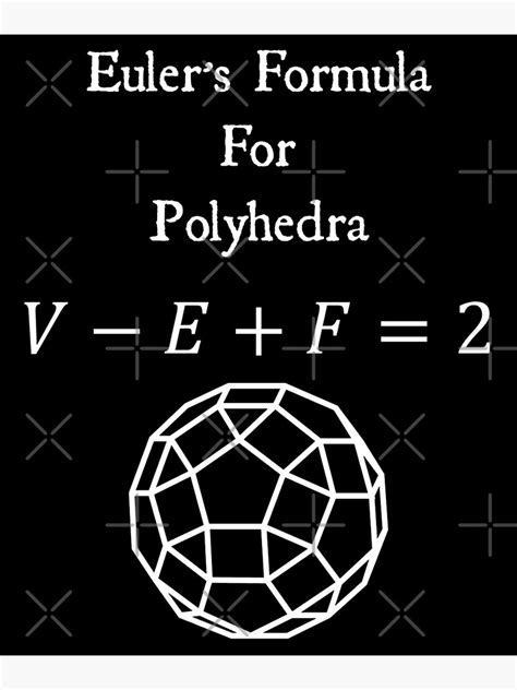 euler s formula for polyhedra topology vintage math physics design white on black background